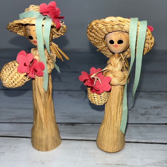 handmade | Other | Woven Straw Dolls Vintage Broom Straw Girls | Poshmark